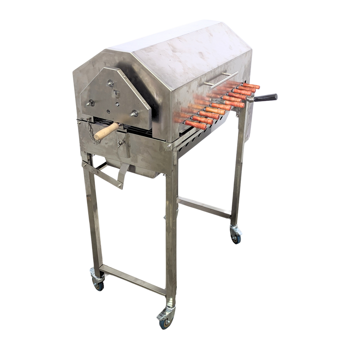 Cyprus Grill NEW with height adjustment Stainless Steel BBQ Spit Rotis ...