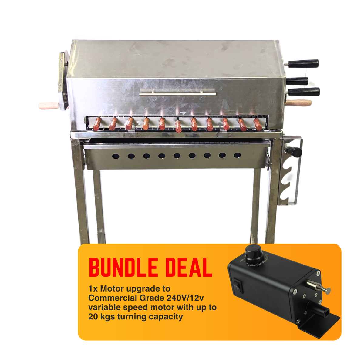 Cyprus Grill NEW with height adjustment Stainless Steel BBQ Spit Rotis ...